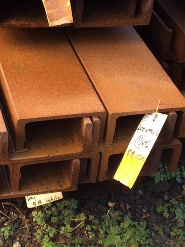 15.500 Mtr Long 200 mm x 90mm x 29.7 Kg/m Unused Stock Rusty Steel ...
