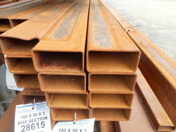 3.060 Mtr of 100 mm x 50 mm x 3 mm Steel Box Section ( Used Stock Rusty ...